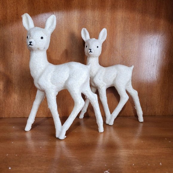 Ino Schaller Bayern | Holiday | 2 Snowy White Glittered Standing Deer ...
